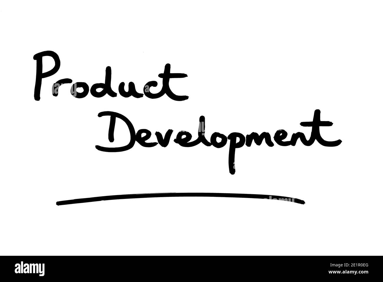 Product Development handwritten on a white background Stock Photo - Alamy