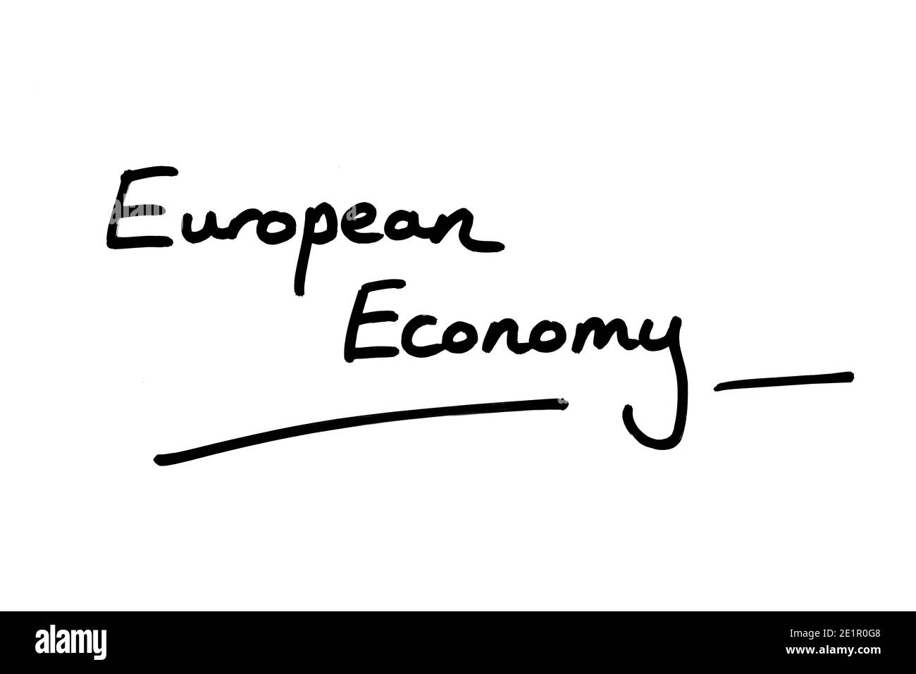 European Economy, handwritten on a white background Stock Photo - Alamy