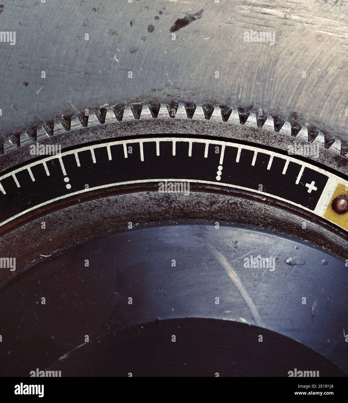 Old metal flywheel with scale Stock Photo - Alamy
