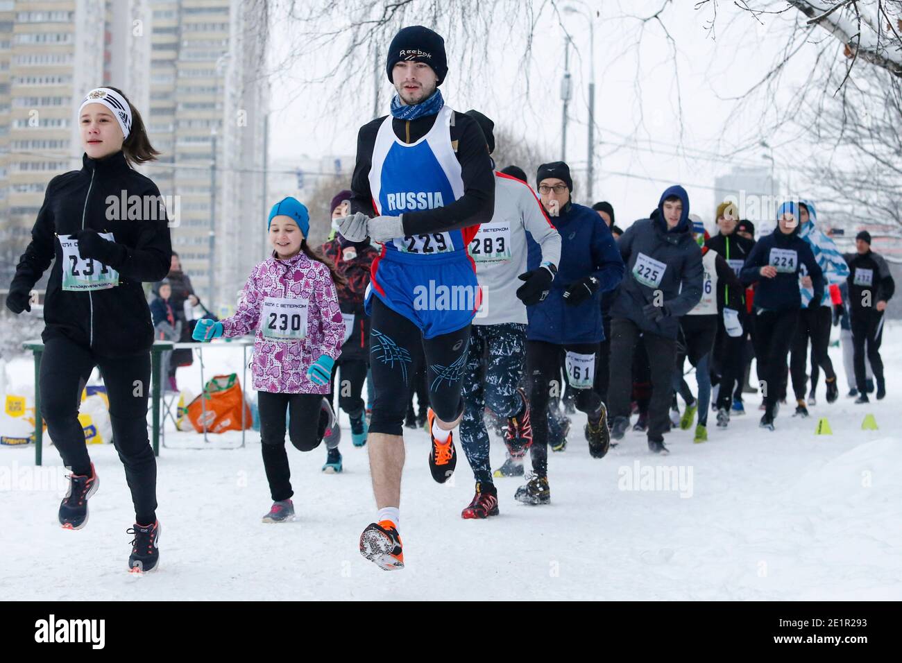 Moscow, Russia. 9th Jan, 2021. Runners compete during the "Run with the ...