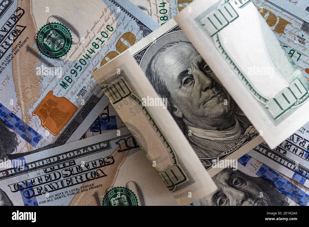 old 100 dollar on new 100 dollar banknotes for design purpose Stock ...