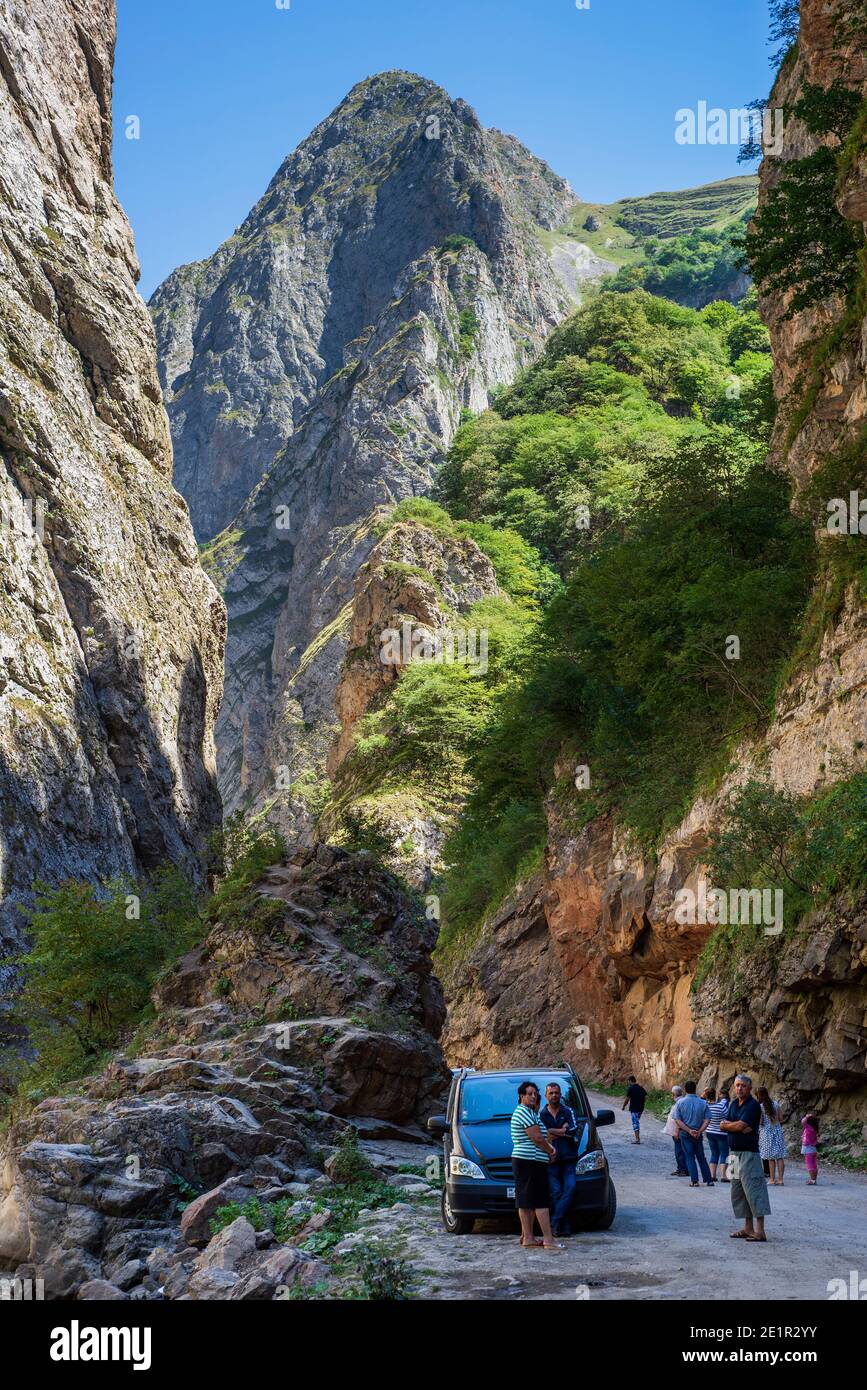 Mountain road to Khinalig village, Quba region, Azerbaijan Stock Photo ...