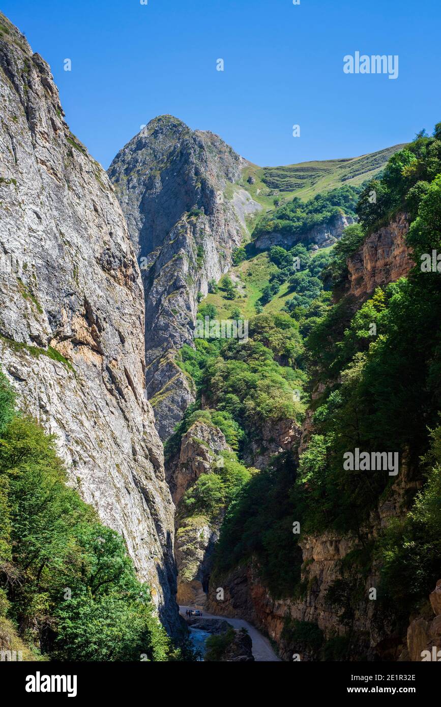 Mountain road to Khinalig village, Quba region, Azerbaijan Stock Photo ...