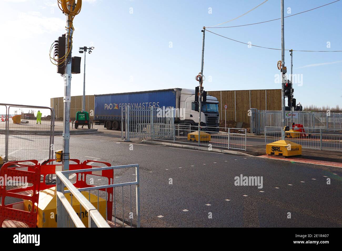 Ashford, Kent, UK. 09 January, 2021. The Sevington inland border ...