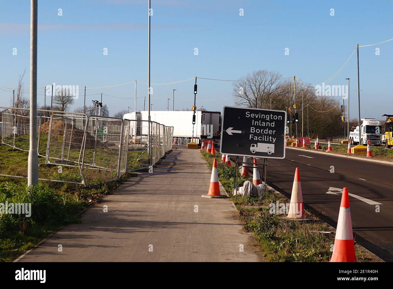 Ashford, Kent, UK. 09 January, 2021. The Sevington inland border ...