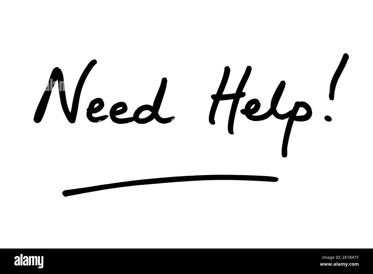 Need Help! handwritten on a white background Stock Photo - Alamy