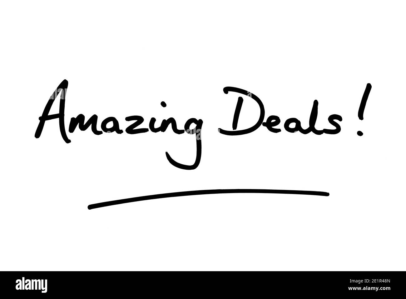 Amazing Deals! handwritten on a white background Stock Photo - Alamy