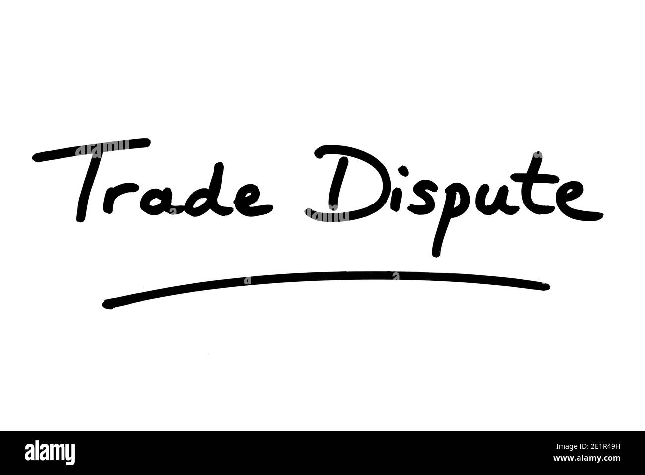 Trade Dispute handwritten on a white background Stock Photo - Alamy
