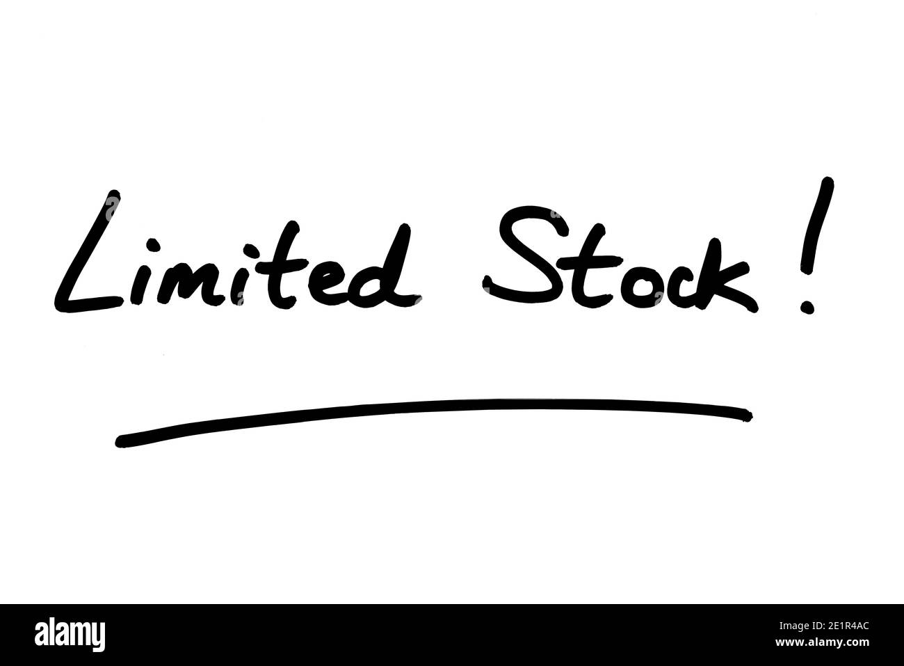 Limited Stock! handwritten on a white background Stock Photo - Alamy