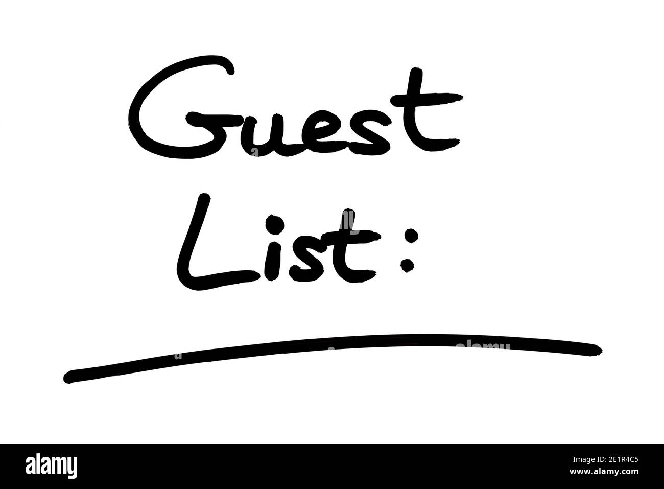 Guest List handwritten on a white background Stock Photo - Alamy