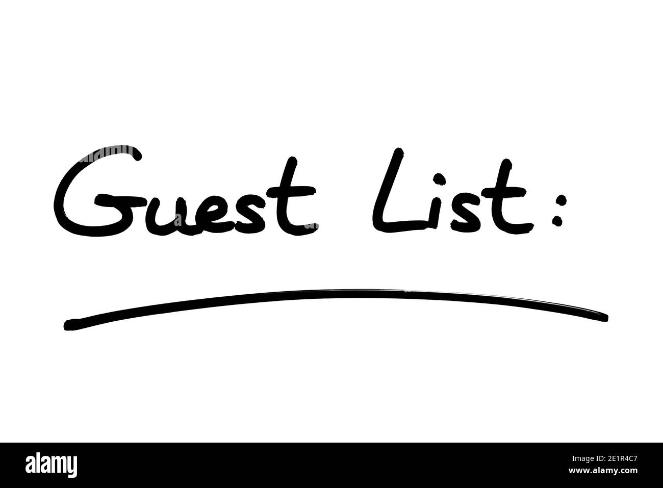 Guest List handwritten on a white background Stock Photo - Alamy
