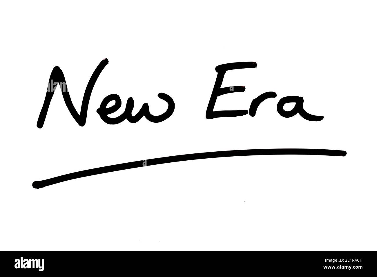 New Era handwritten on a white background Stock Photo - Alamy