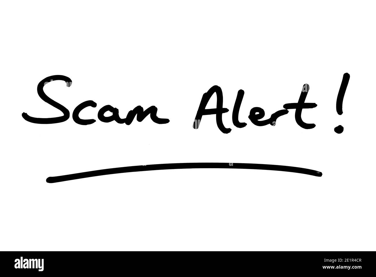 Scam Alert! handwritten on a white background Stock Photo - Alamy