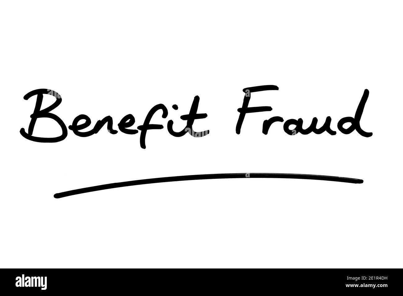 Benefit Fraud handwritten on a white background Stock Photo - Alamy