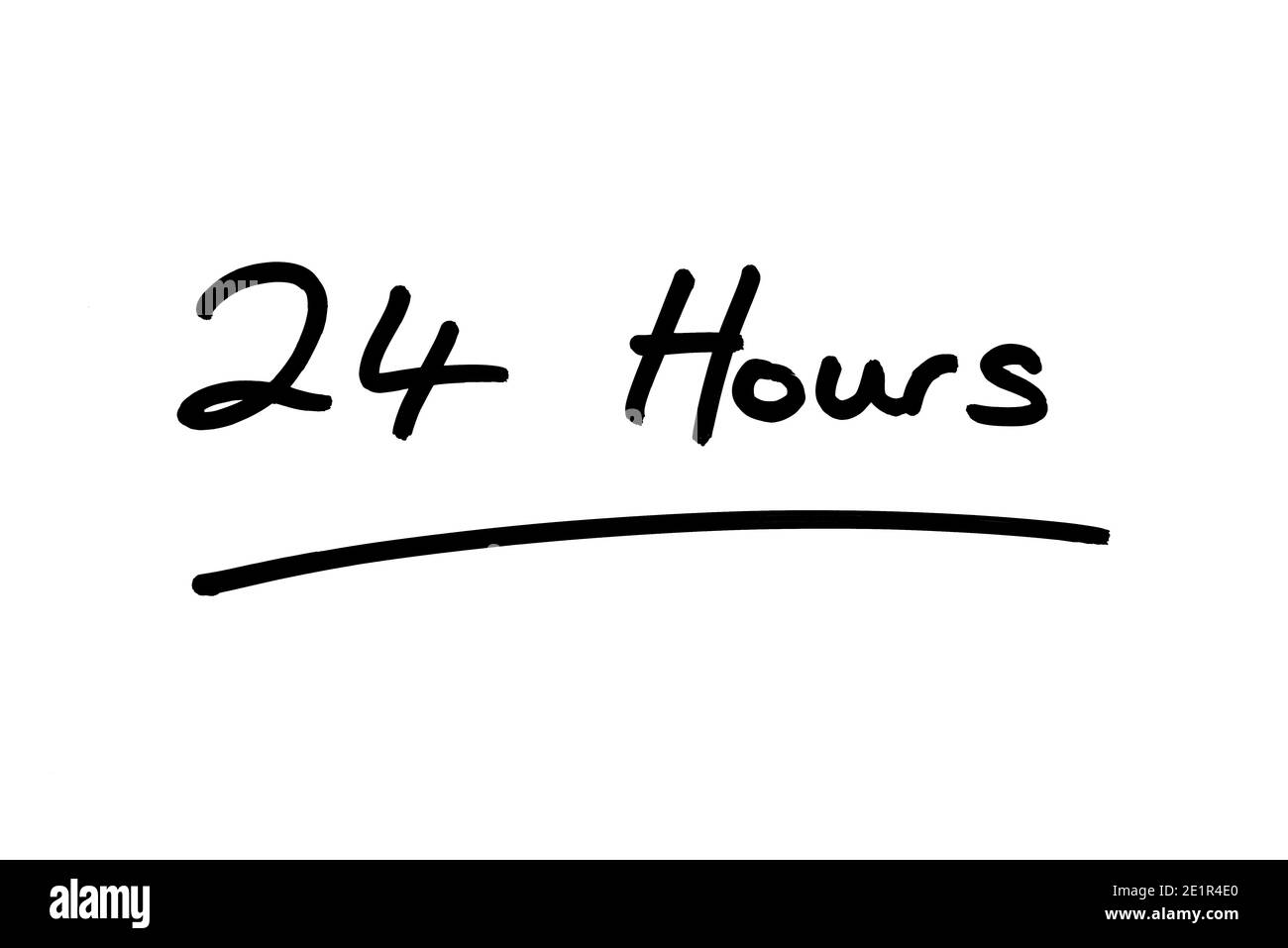 24 Hours handwritten on a white background Stock Photo - Alamy