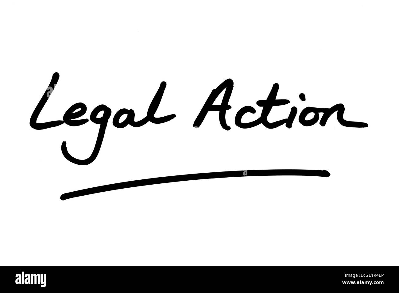 Legal Action handwritten on a white background Stock Photo - Alamy