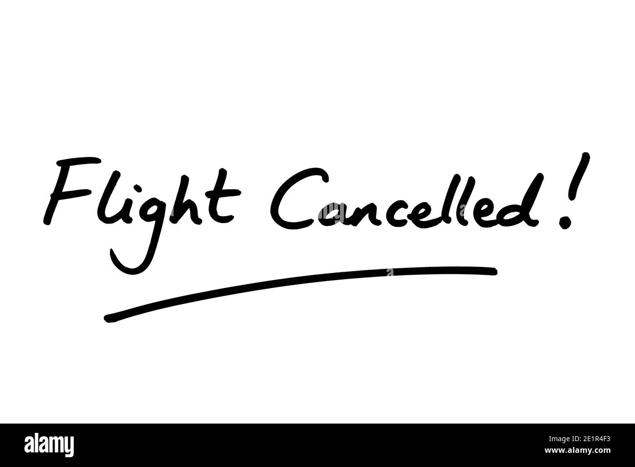 Flight Cancelled! handwritten on a white background Stock Photo - Alamy