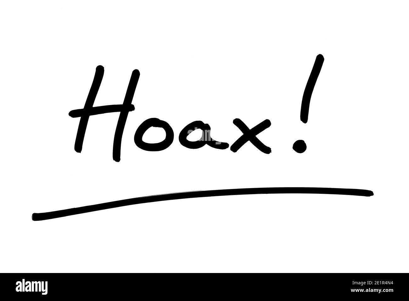 The word Hoax! handwritten on a white background Stock Photo - Alamy