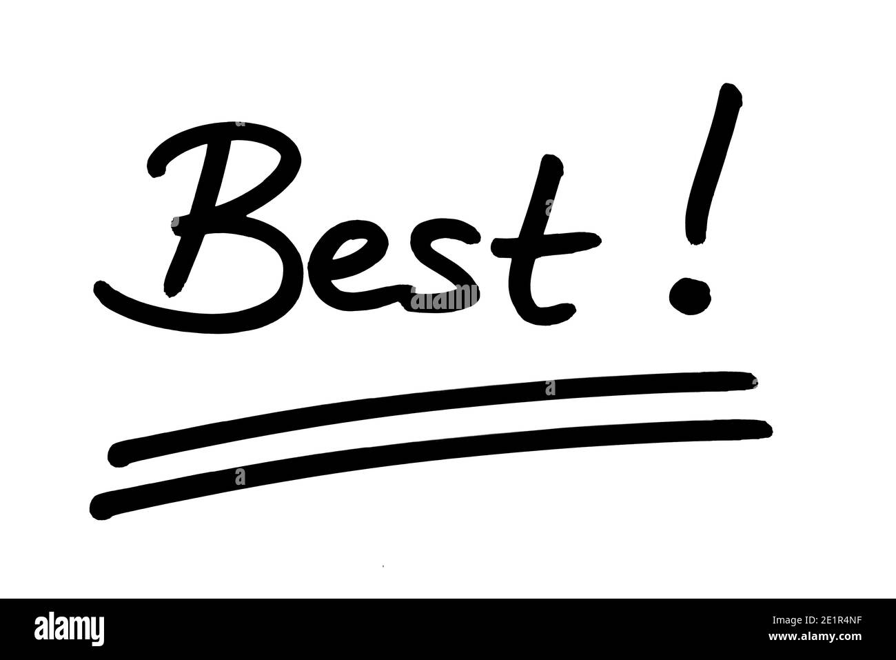 The word Best! handwritten on a white background Stock Photo - Alamy