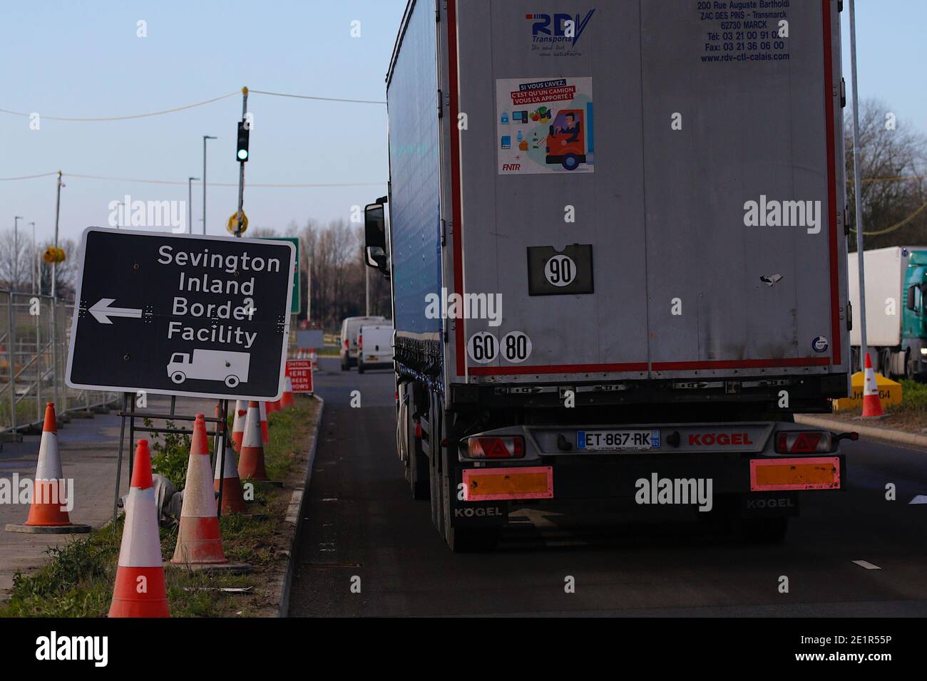 Ashford, Kent, UK. 09 January, 2021. The Sevington inland border ...