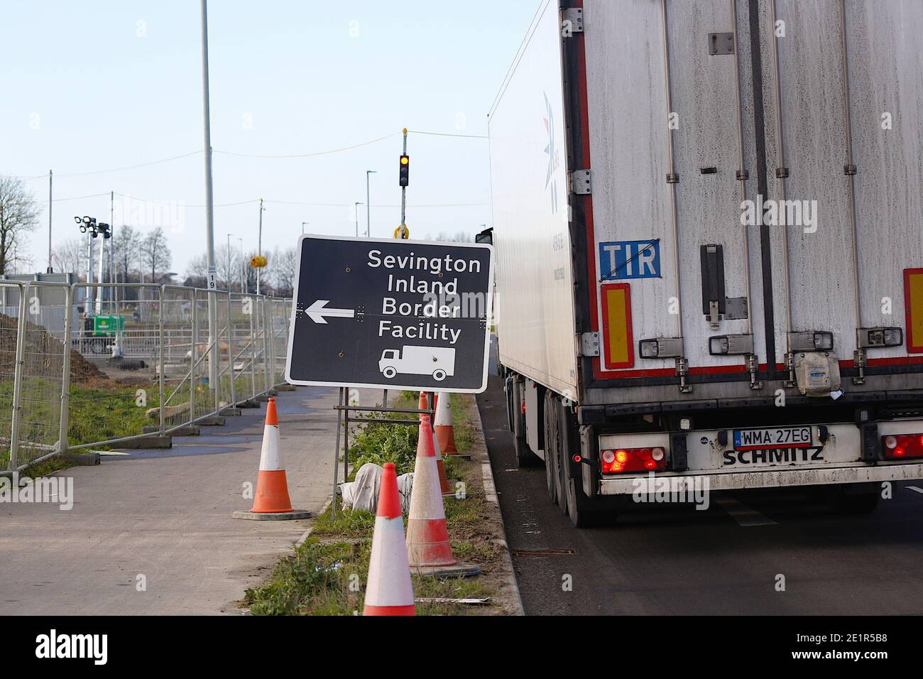 Ashford, Kent, UK. 09 January, 2021. The Sevington inland border ...