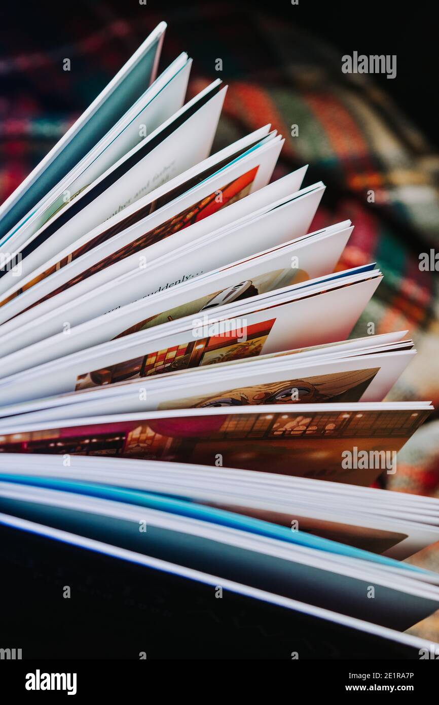 Details of colorful children's paper book pages. Education concept ...