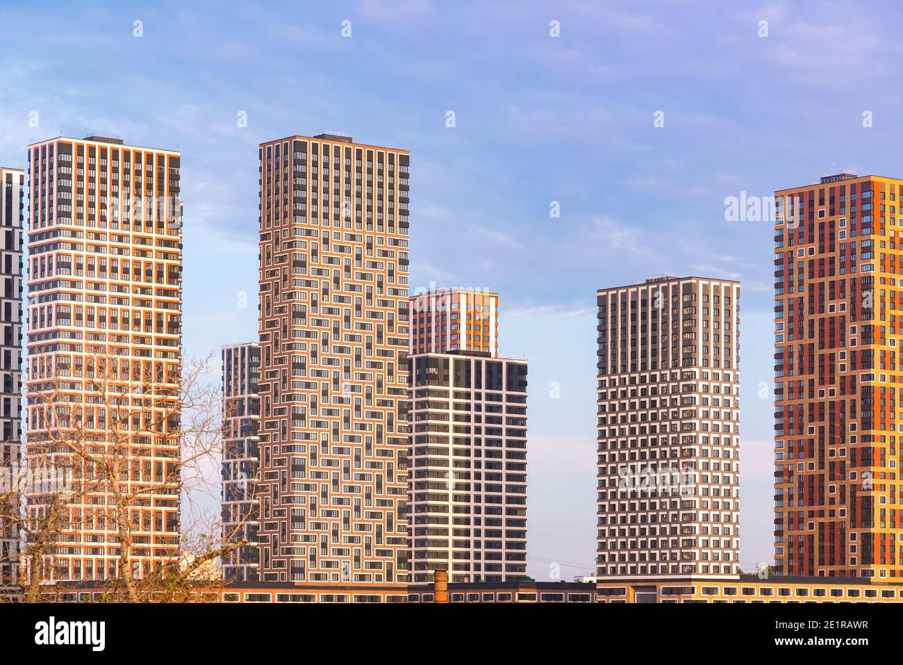 Big city skyscrapers sunset view windows towers buildings Stock Photo ...