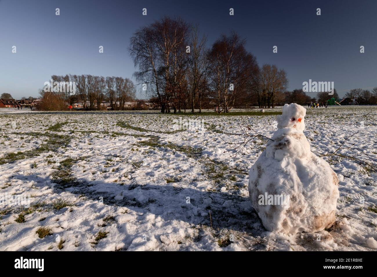 Snowman on Buckley Common, North Wales Stock Photo - Alamy
