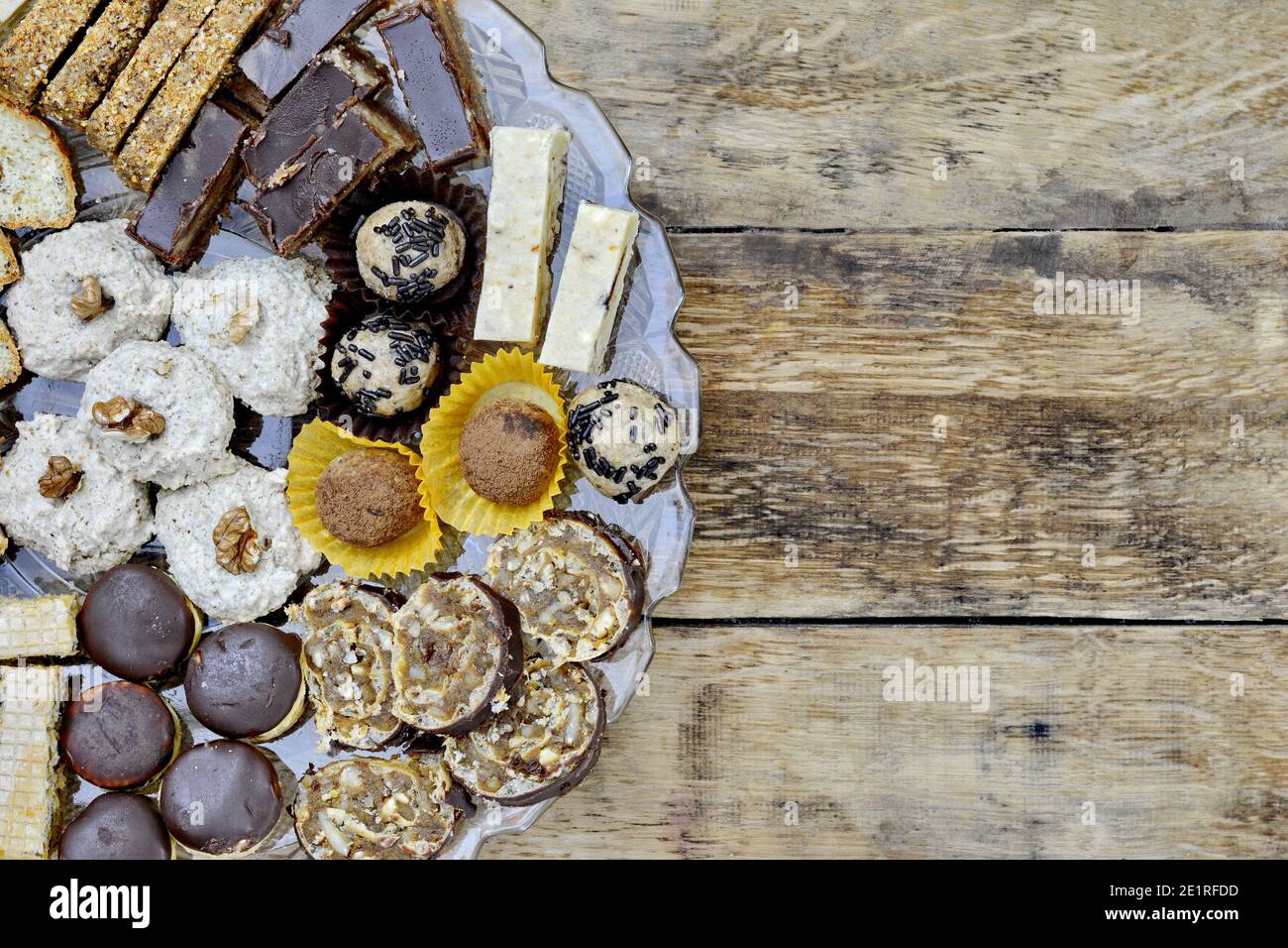 Plate full of cookies, different in shape and taste, beautifully ...