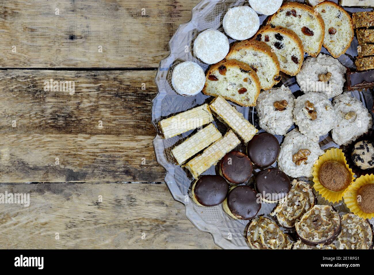 Plate full of cookies, different in shape and taste, beautifully ...