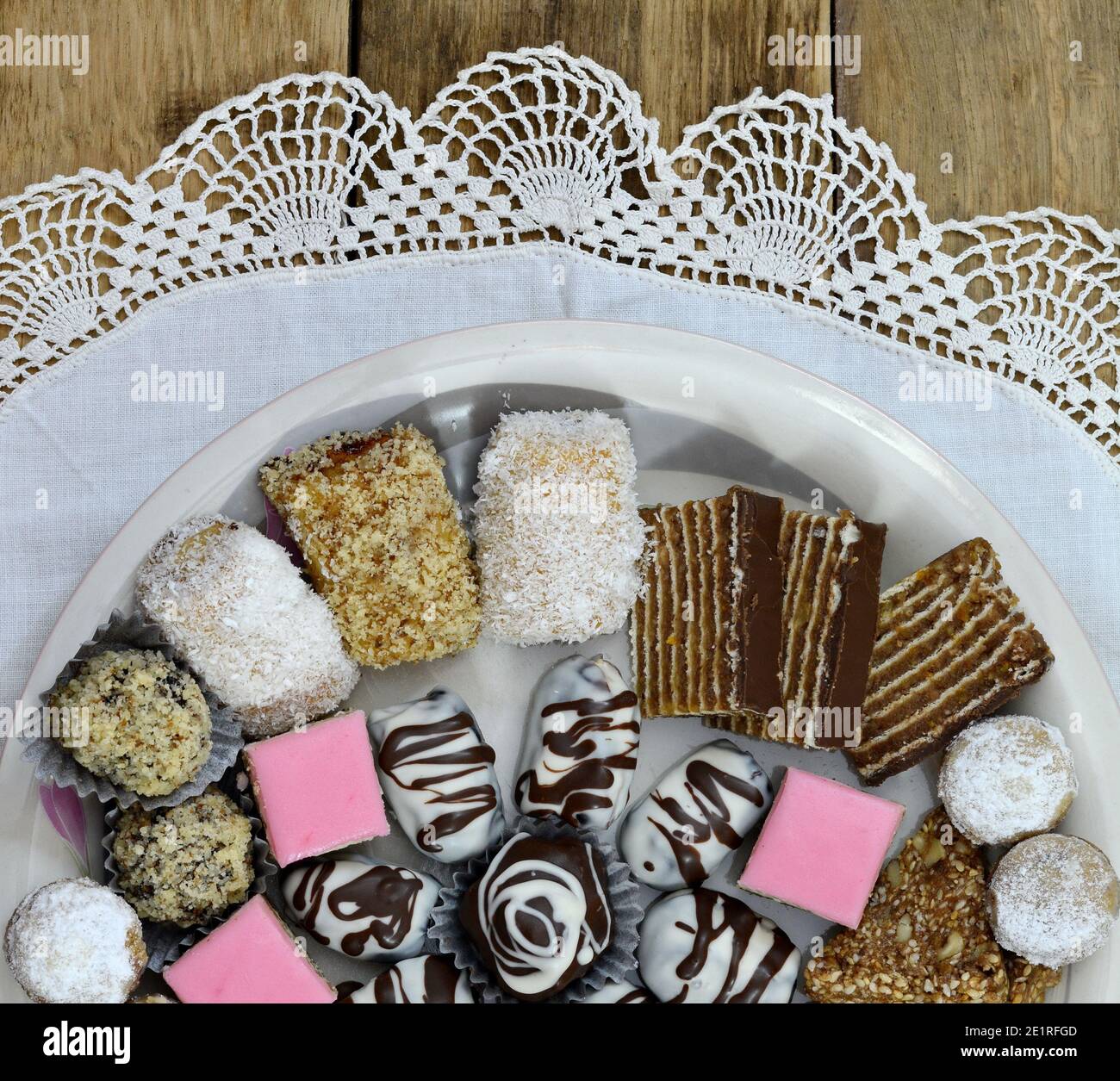 Plate full of cookies, different in shape and taste, beautifully ...