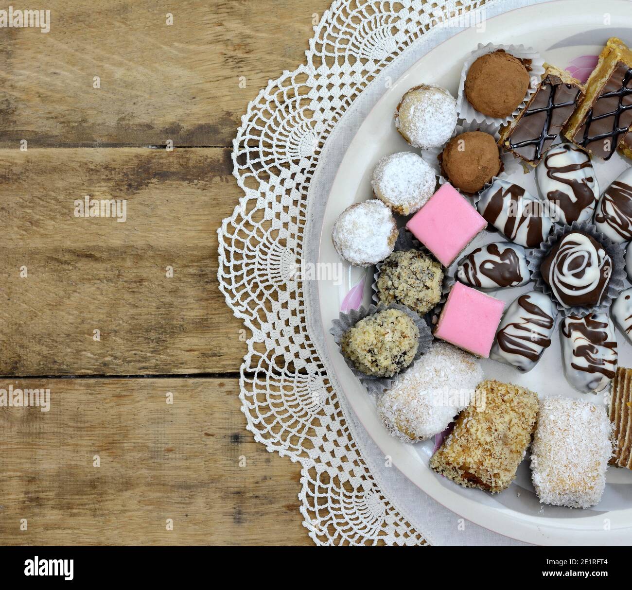 Plate full of cookies, different in shape and taste, beautifully ...