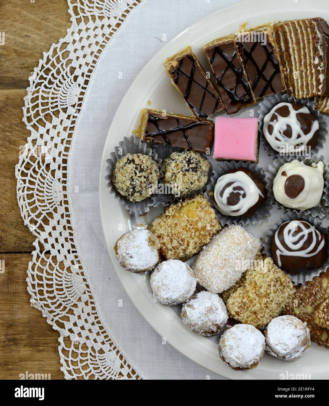 Plate full of cookies, different in shape and taste, beautifully ...