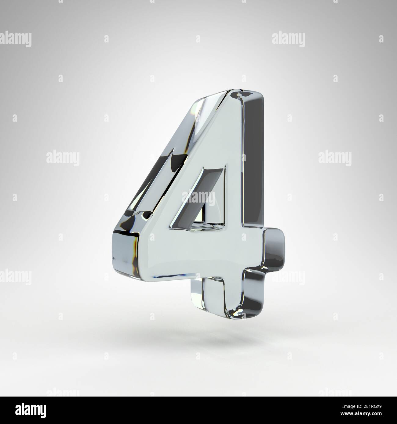 Number 4 on white background. Camera lens transparent glass 3D rendered ...