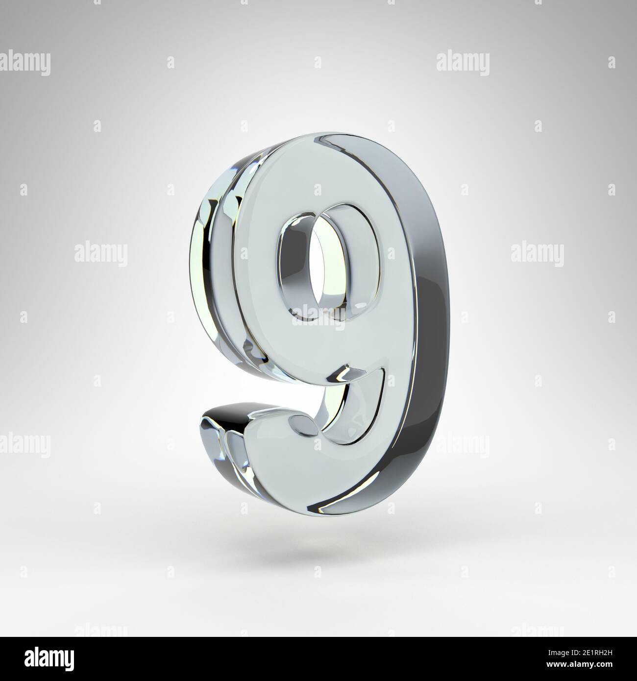Number 9 on white background. Camera lens transparent glass 3D rendered ...
