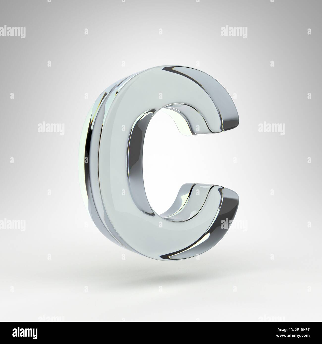 Letter C uppercase on white background. Camera lens transparent glass ...