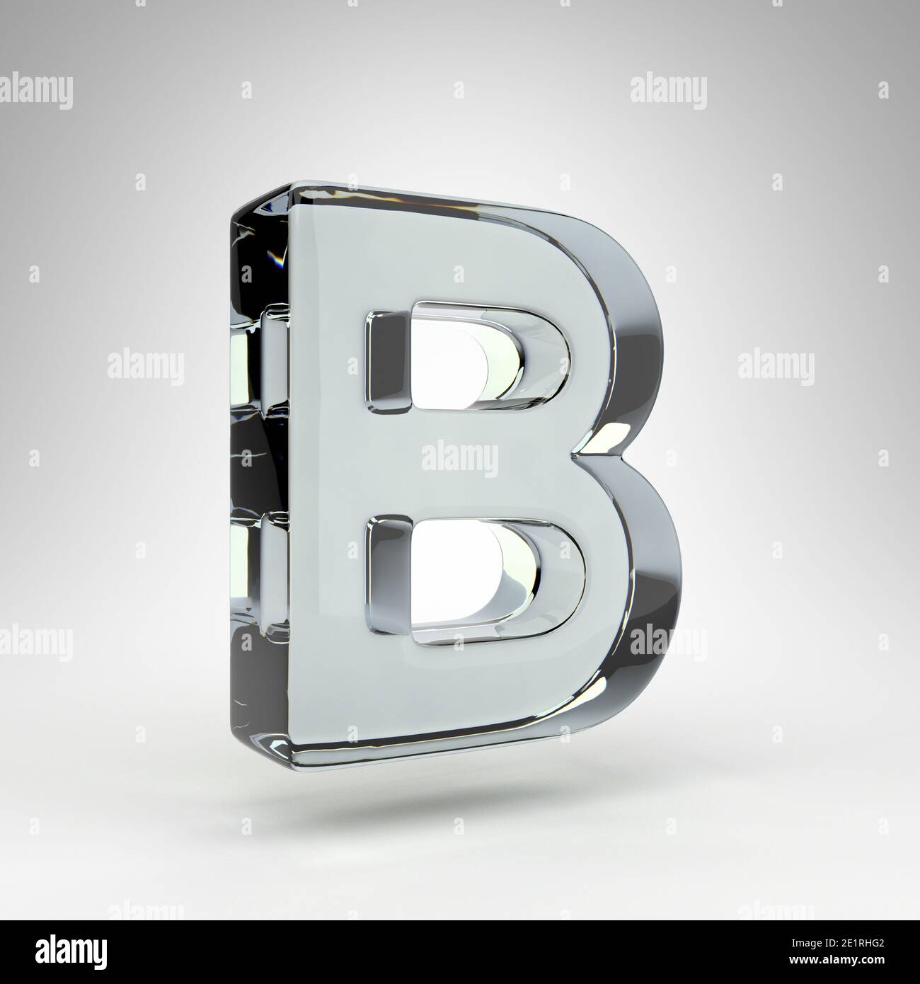Letter B uppercase on white background. Camera lens transparent glass ...