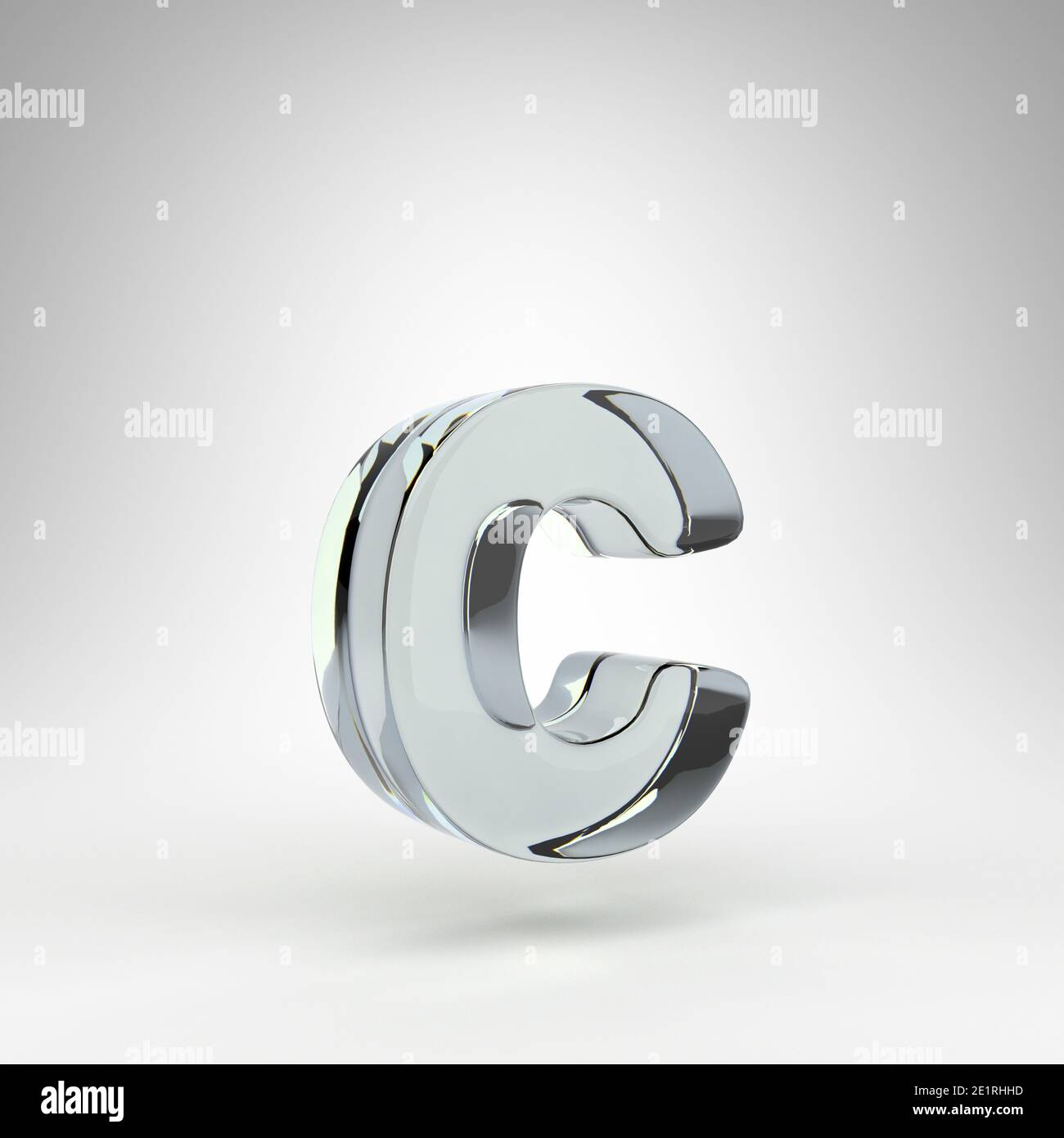 Letter C lowercase on white background. Camera lens transparent glass ...