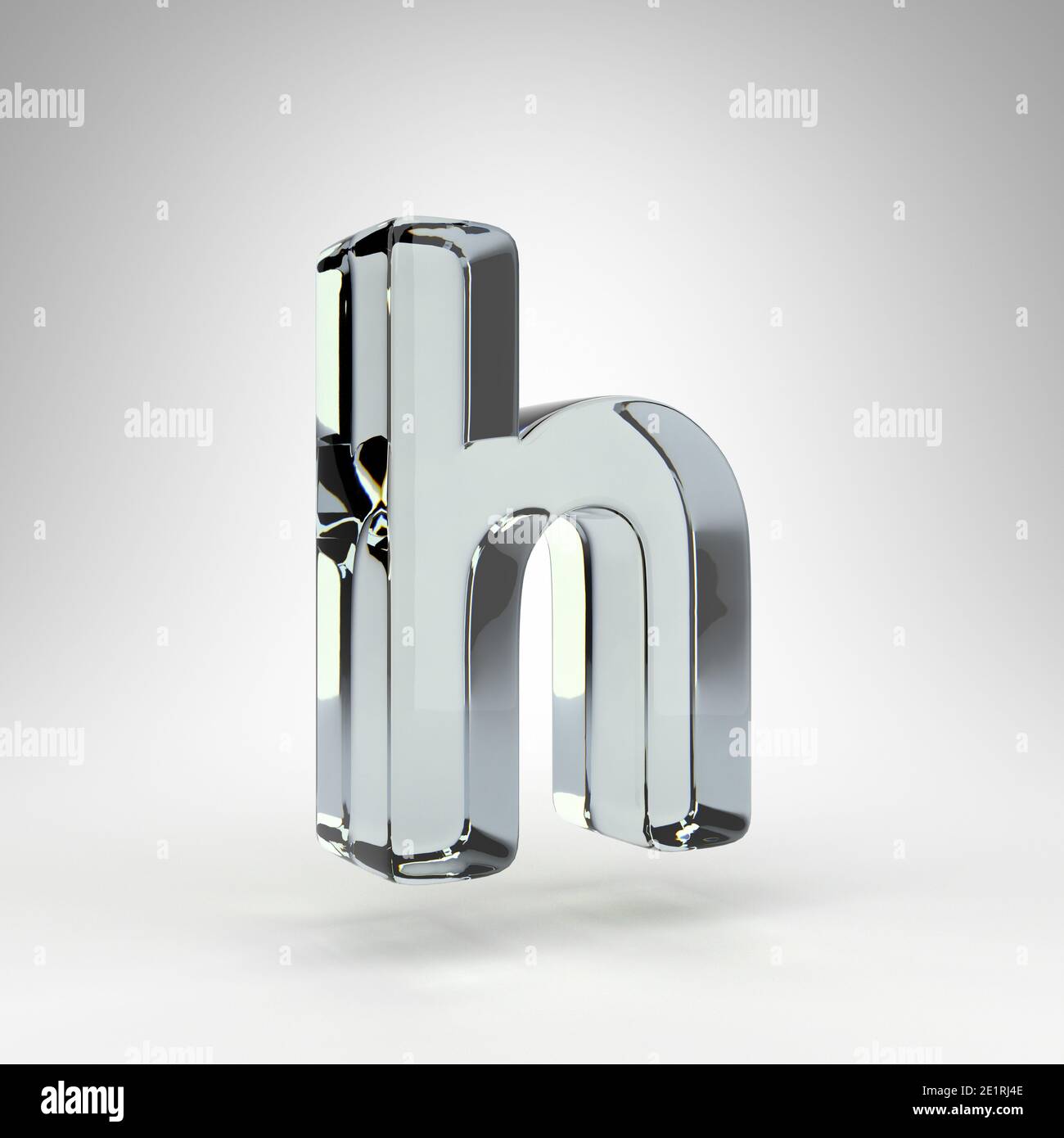 Letter H lowercase on white background. Camera lens transparent glass ...