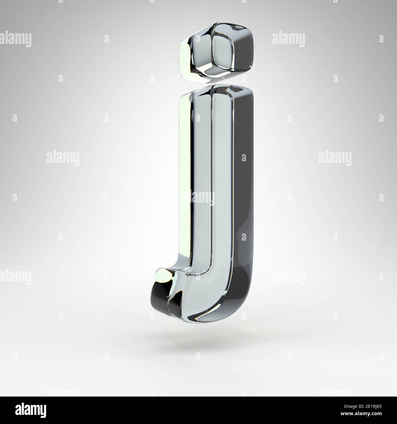 Letter J lowercase on white background. Camera lens transparent glass ...