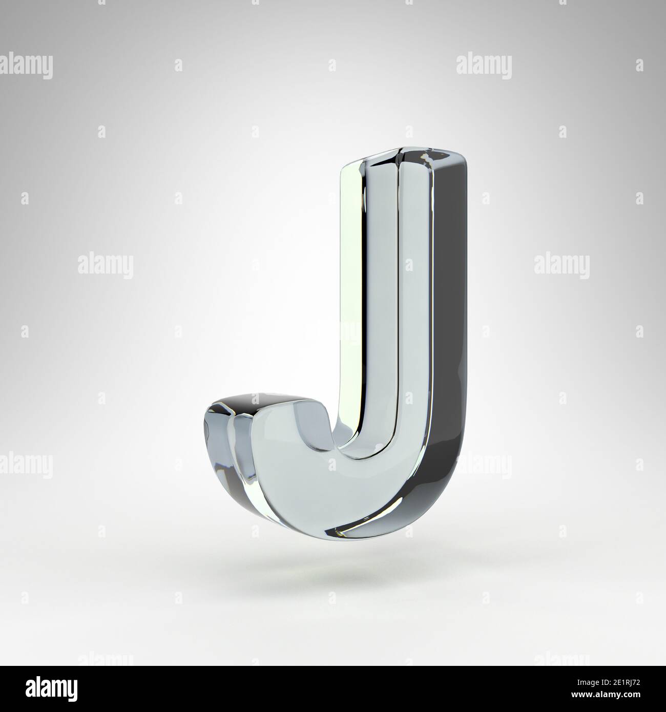 Letter J uppercase on white background. Camera lens transparent glass ...