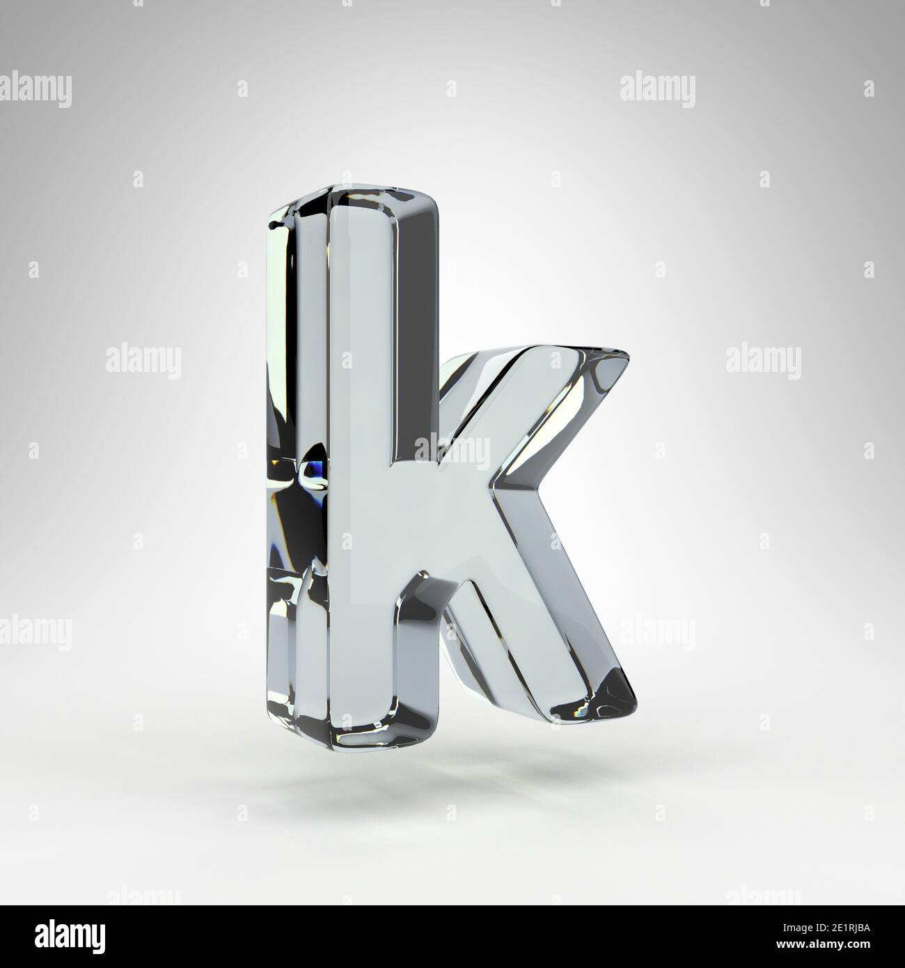 Letter K lowercase on white background. Camera lens transparent glass ...