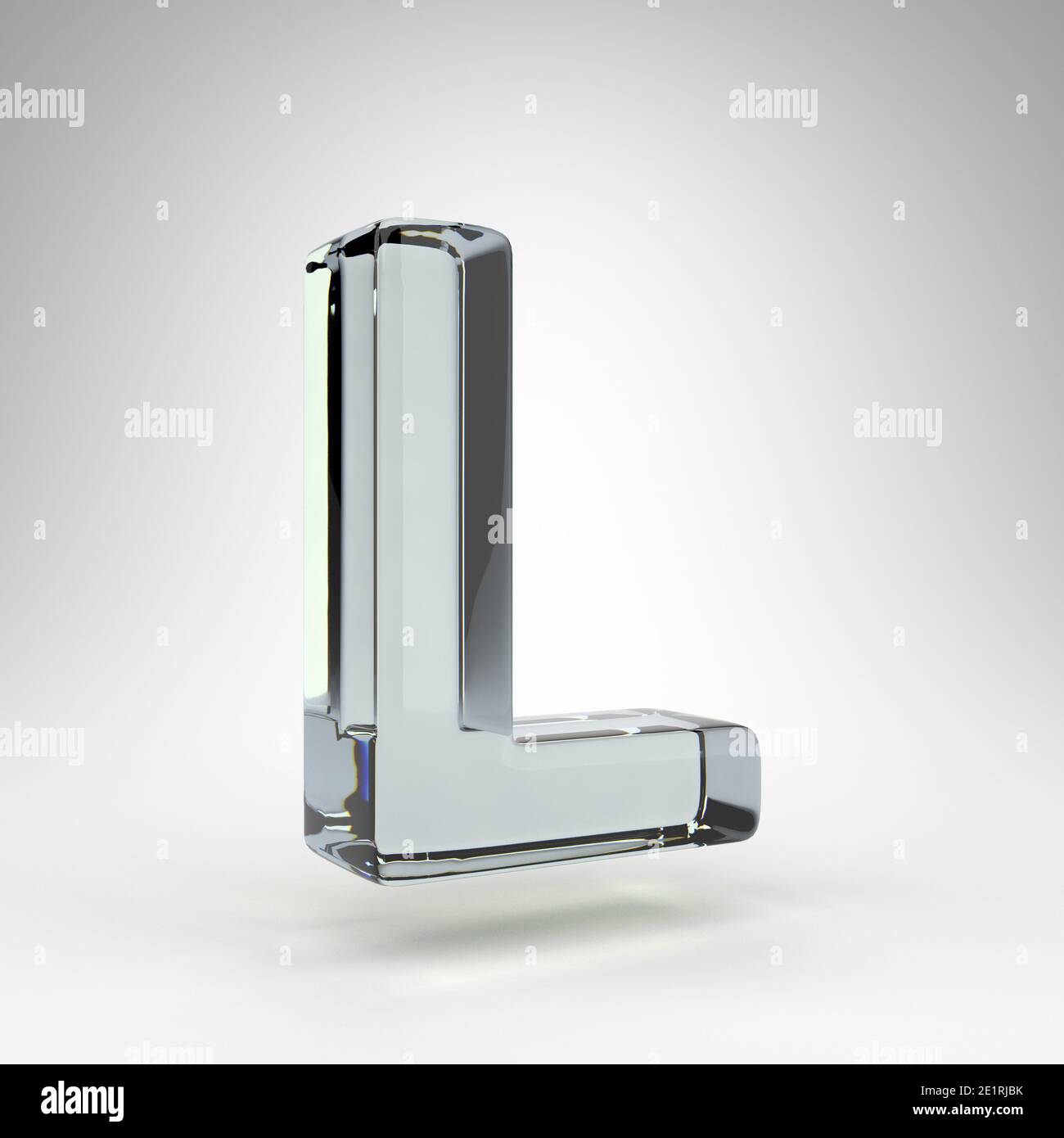 Letter L uppercase on white background. Camera lens transparent glass ...