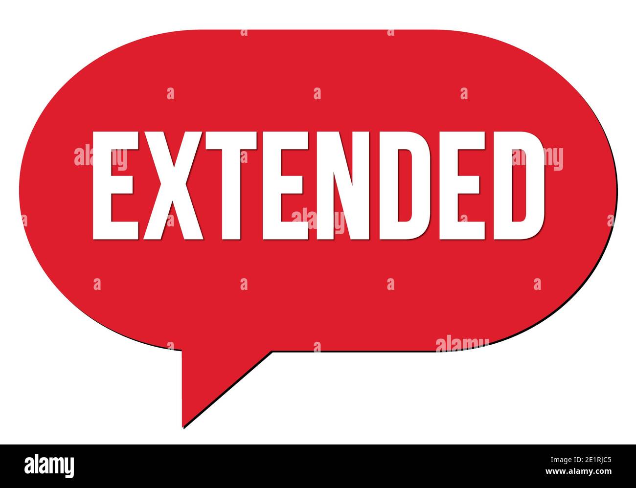 EXTENDED text written in a red speech bubble stamp Stock Photo - Alamy