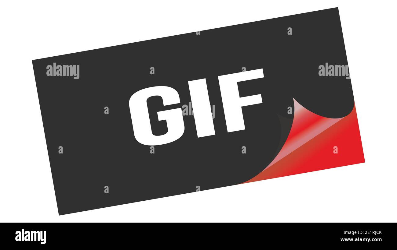 GIF text written on black red sticker stamp Stock Photo - Alamy