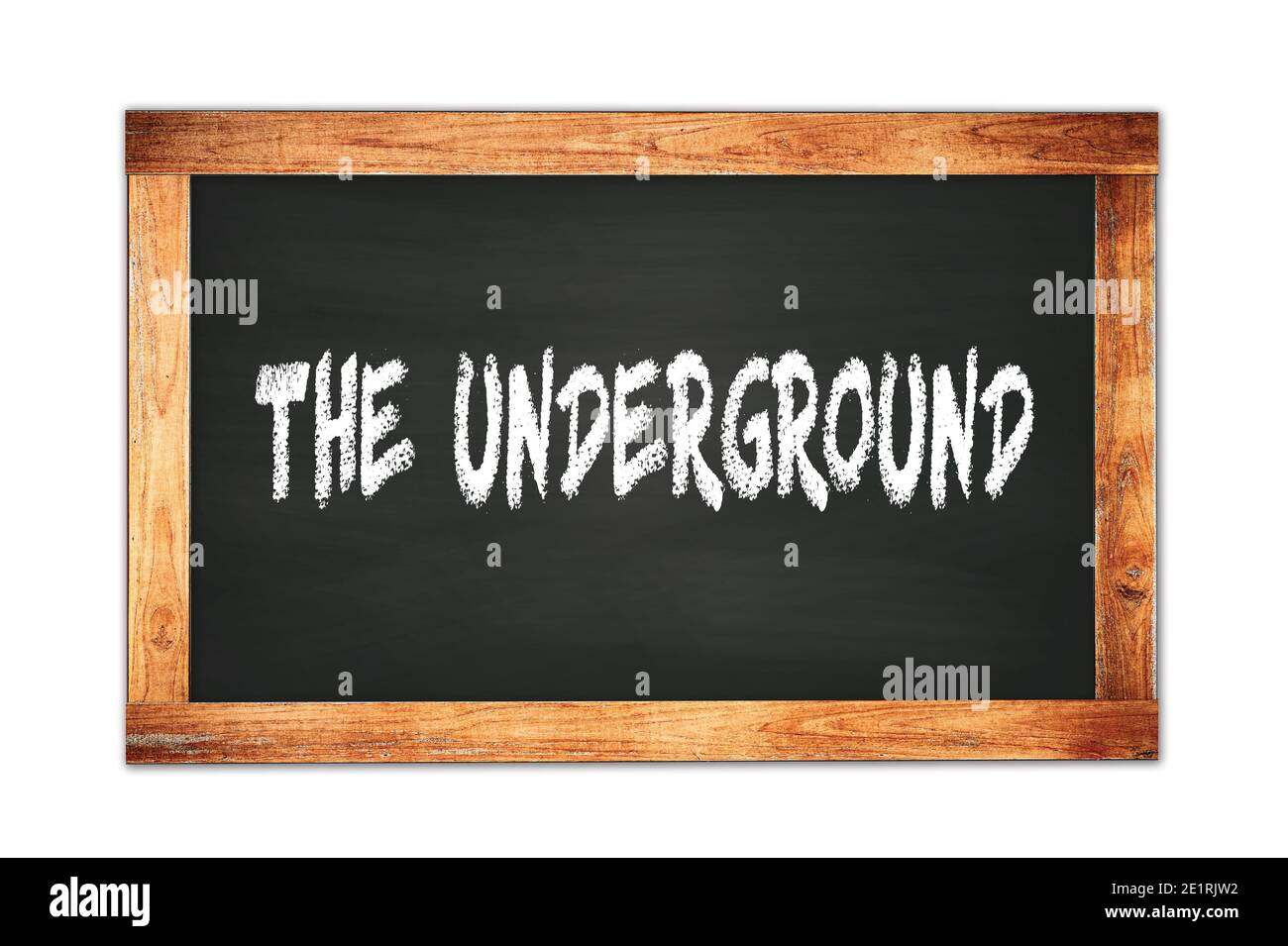 THE UNDERGROUND text written on black wooden frame school blackboard ...