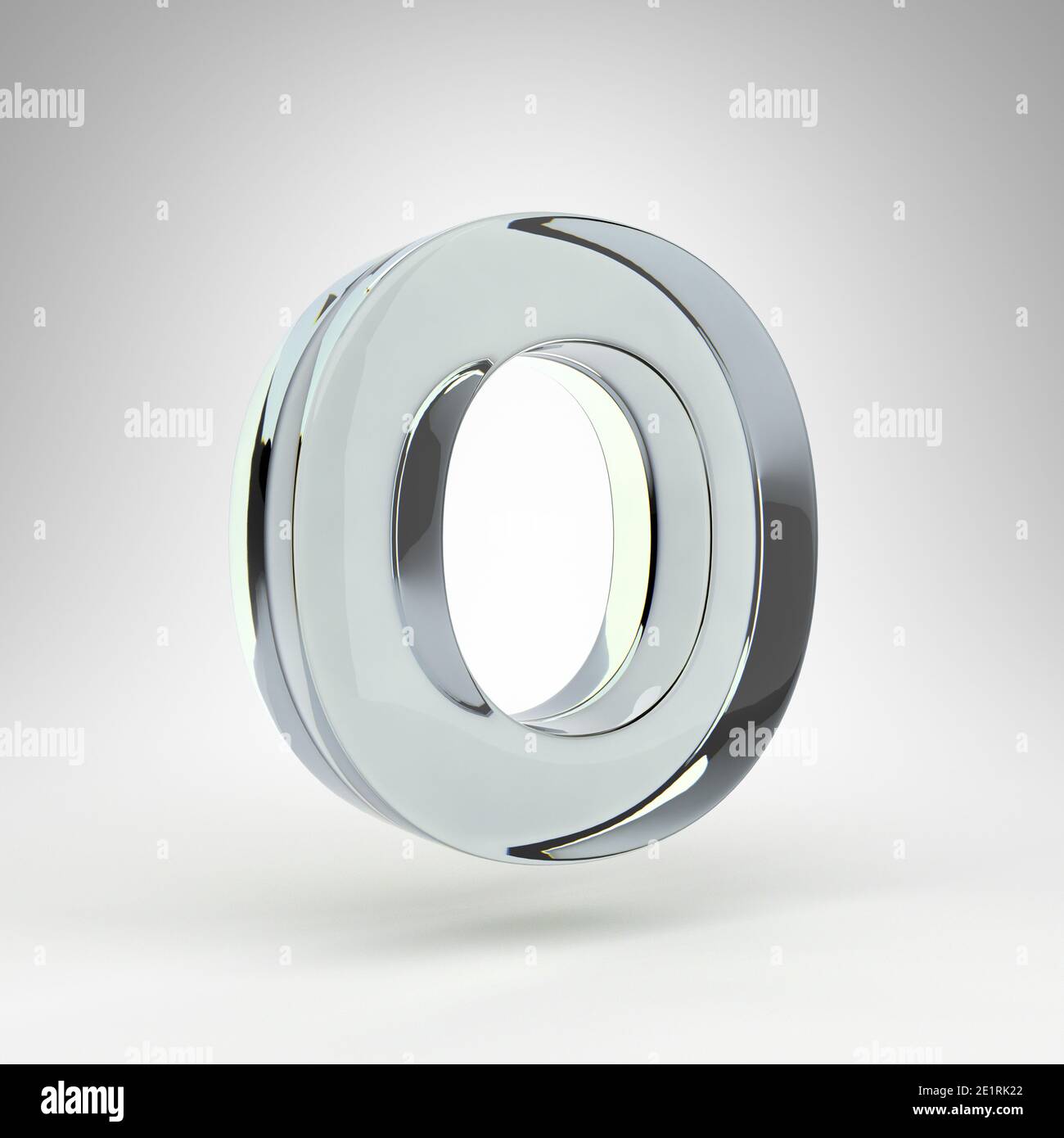 Letter O uppercase on white background. Camera lens transparent glass ...