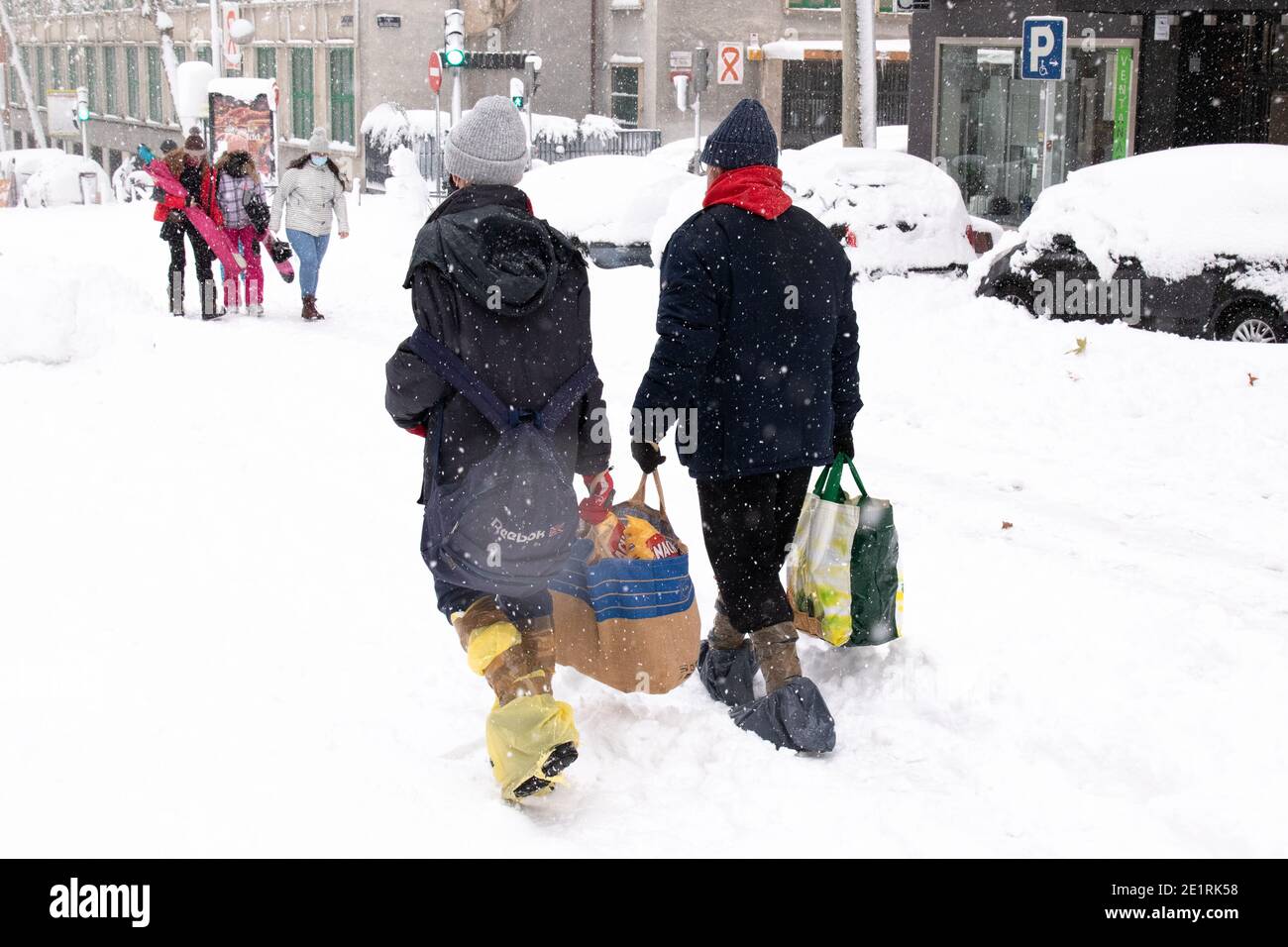 Madrid, Spain. 9th Jan 2021. Due to the snowfall caused by the Filomena ...