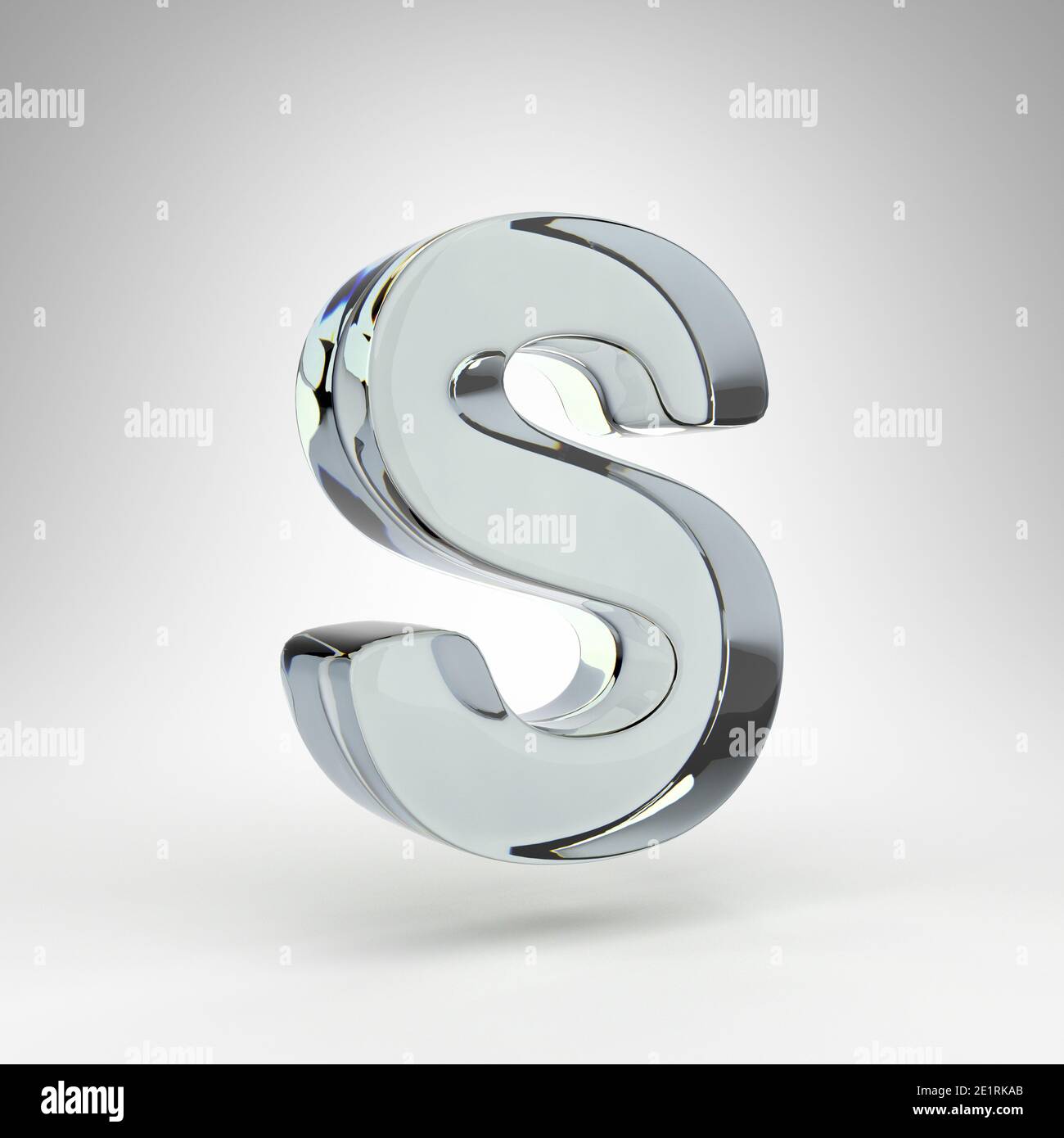Letter S uppercase on white background. Camera lens transparent glass ...