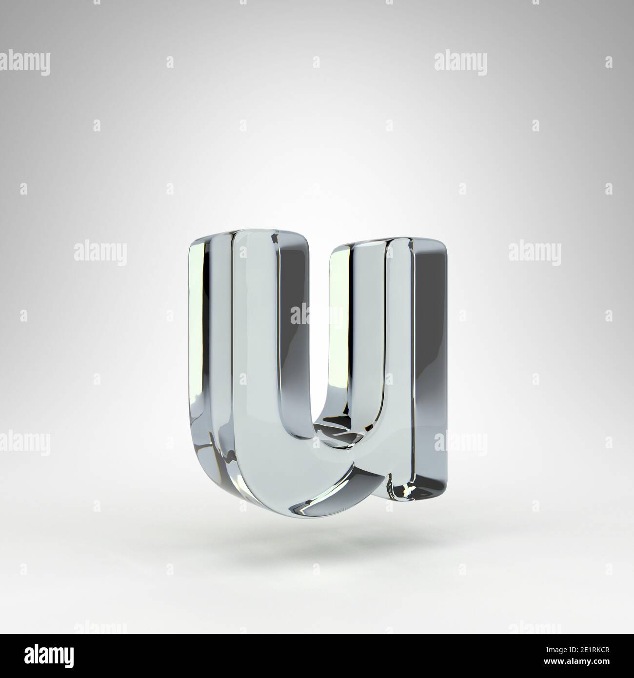 Letter U lowercase on white background. Camera lens transparent glass ...